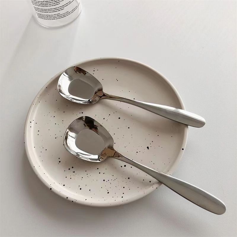 Square head spoon stainless steel long handle flat bottom spoon ...