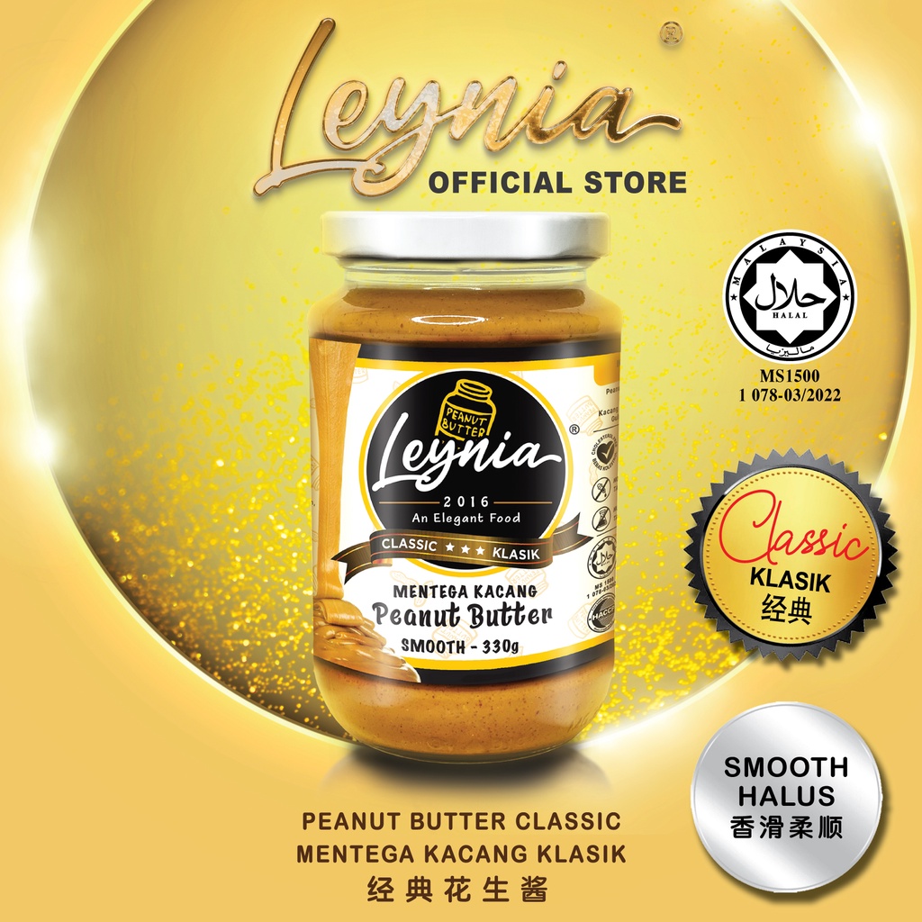 LEYNIA® Peanut Butter Classic 330g - Smooth / LEYNIA® Metega Kacang Tanah Klasik 330g - Halus ...