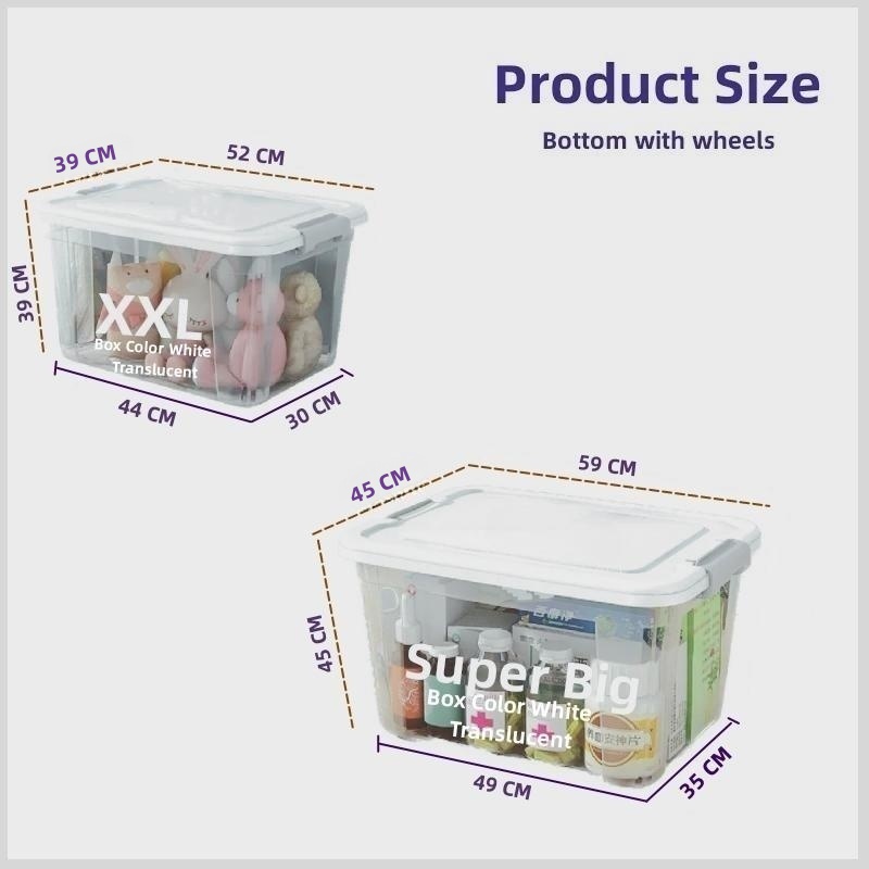 【i.Rumah】Clear Transparent Storage Box Kotak Simpanan Roda Storage Box ...
