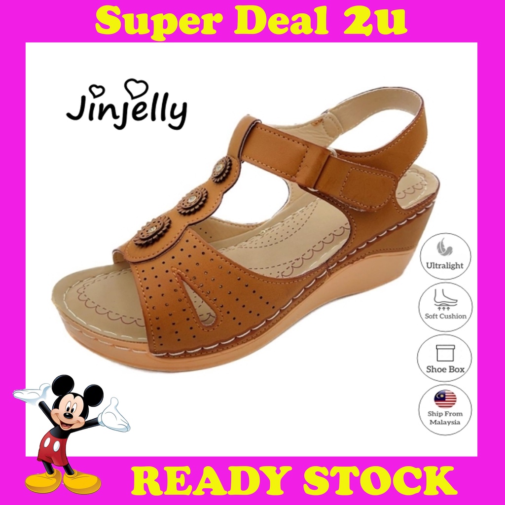 Jinjelly Kasut Perempuan Heels Women Slip On Wedges Casual High Heel ...