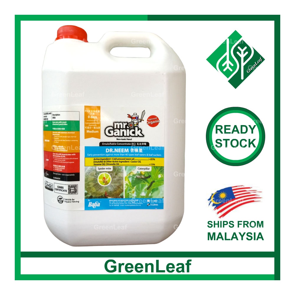 5L Mr. Ganick Dr. Neem Concentrated Oil Organic Insecticide Racun ...