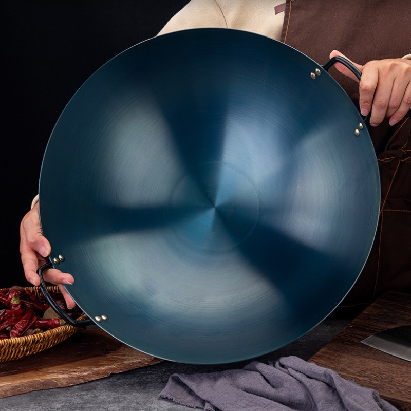 SANCY 34/36/38cm Traditional Non Coated Refined Iron Wok Double Wok ...