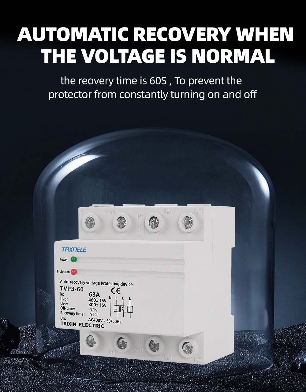Three Phase Over Under Voltage Protector 3 Phase Automatic Recovery ...
