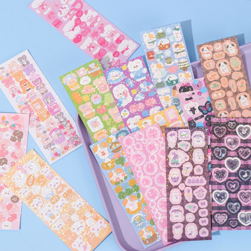 200pcs Kawaii Laser Cartoon Stickers Set – Cute Goo Goo Cards with Free ...