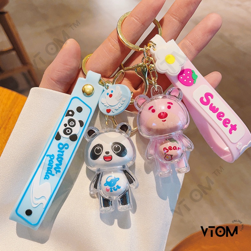 VTOM Acrylic Keychain Cute For Bag Car Keychain Couple Bear Panda ...