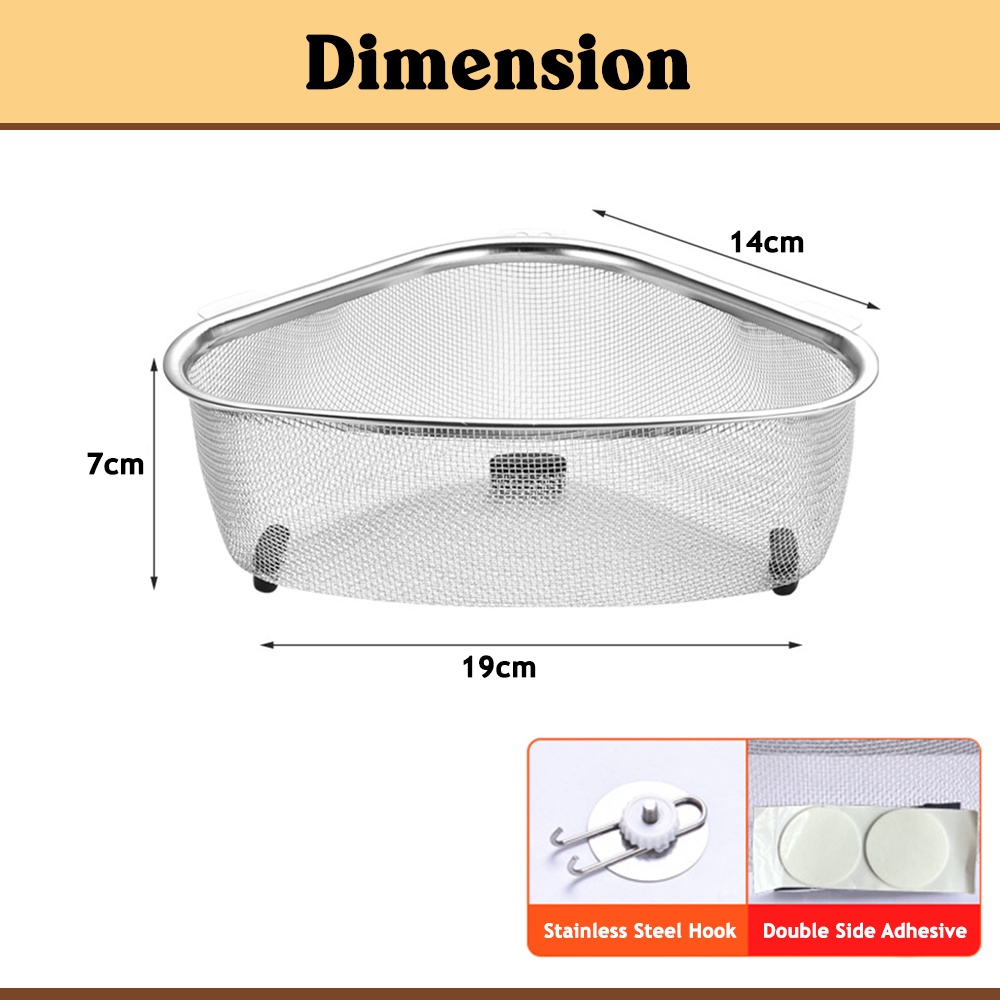 Borong365 Sink Drainer 304 Stainless Steel Sink Tray Corner Sponge ...
