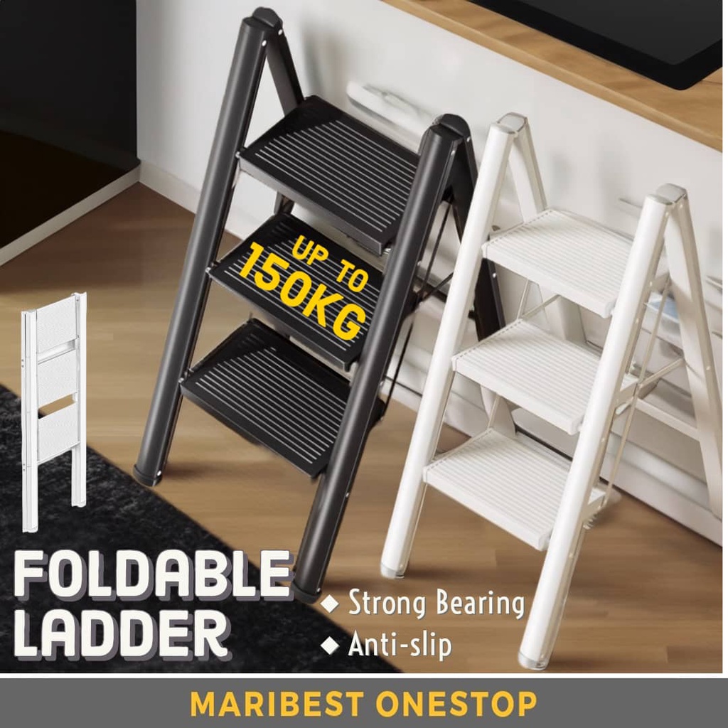 Multipurpose Ladder 3 Step Iron Foldable Ladder Folding Stool Portable ...