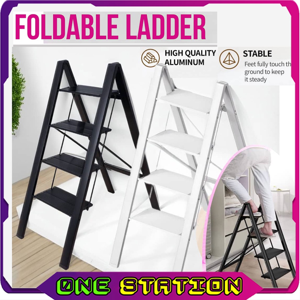 Multipurpose Ladder 4 Step Iron Foldable Ladder Folding Stool Portable ...