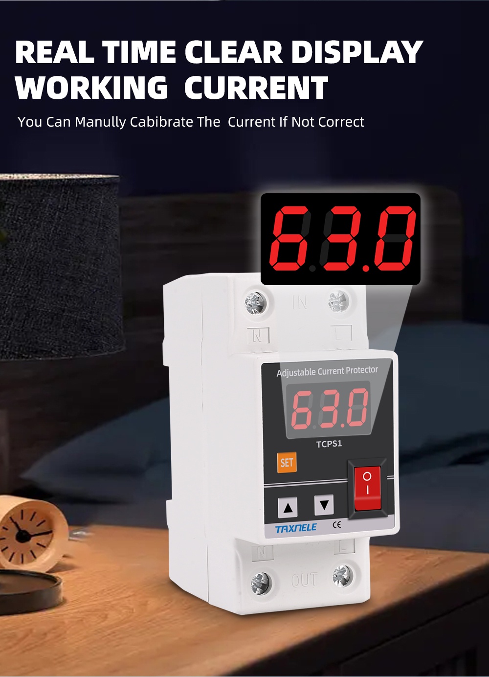 TCPS1 Electric Current limiter with Overload Protection Relay Electronics Circuit Breaker Surge ...