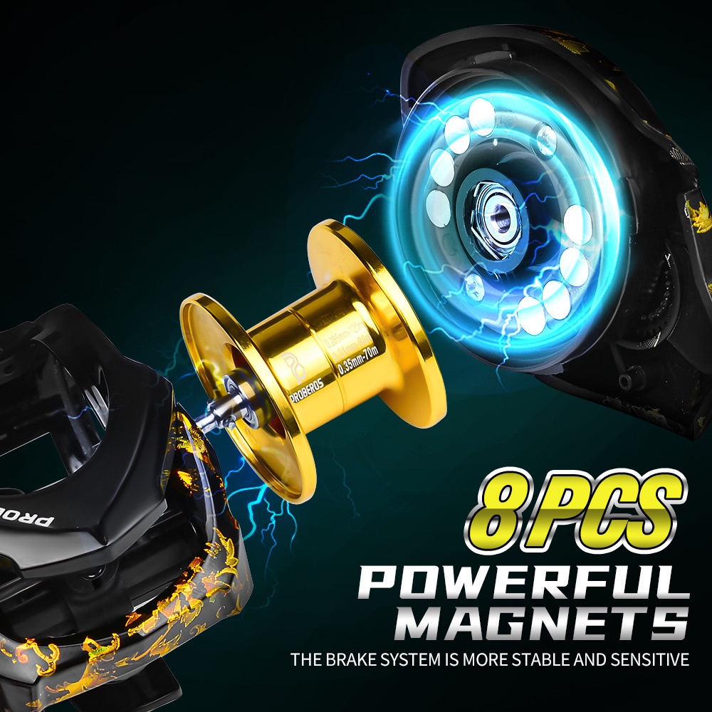 PROBEROS Casting Reel Bc 7.2:1 Gear Ratio Fishing Reel Metal Spool 8kg ...