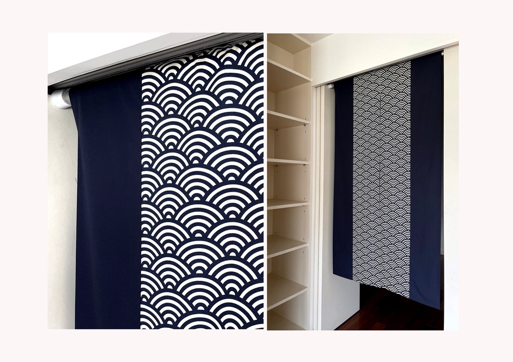 blue wave noren curtain, Japanese noren order made, noren curtain ...