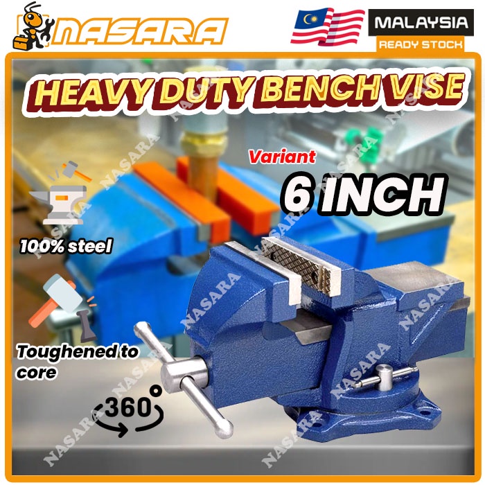 Nasara ~ 6 Inch Heavy Duty Multipurpose Swivel Bench Vise Tabletop ...