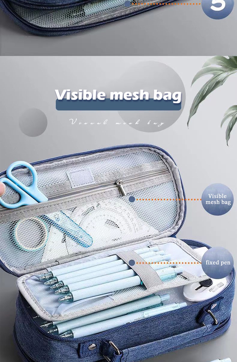 Portable Pencil Bag Large Capacity 5-Layer Storage Box Simple Unisex ...