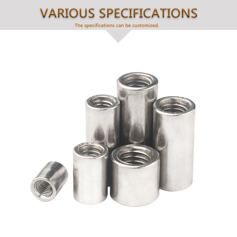 M8 M10 304 Stainless Steel Round Coupling Nuts Extend Long Lead Screw ...
