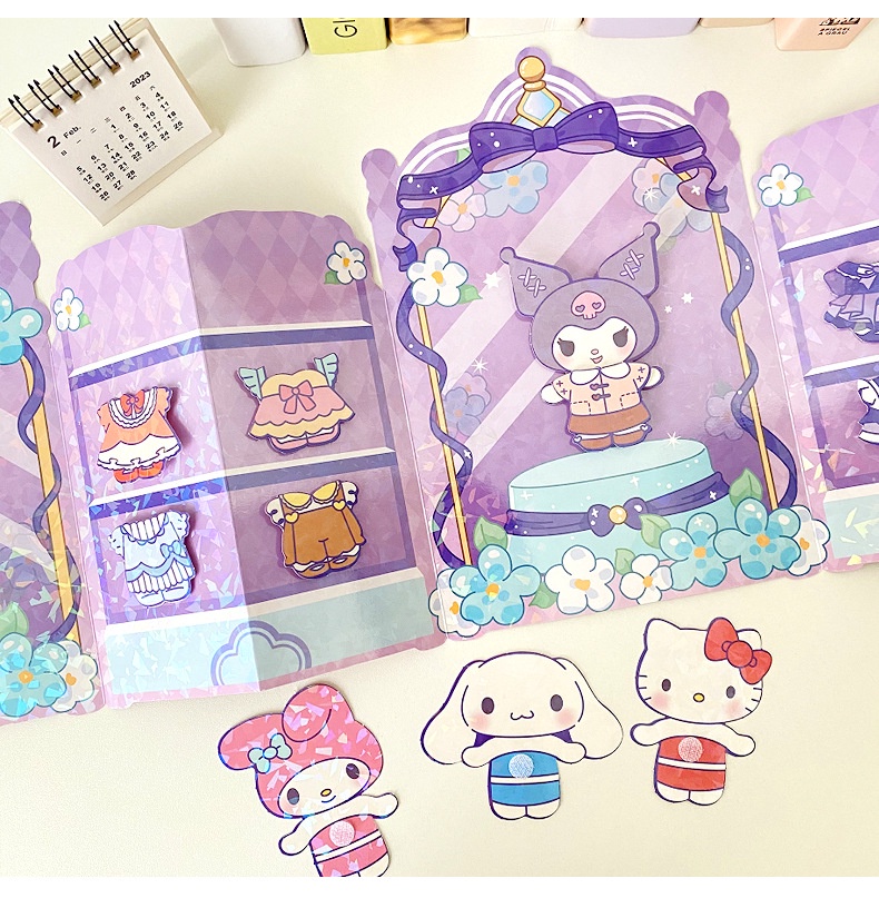 DIY Sanrio Kuromi Magic Dressing Show Sticker Book Cartoon Melody Quiet ...