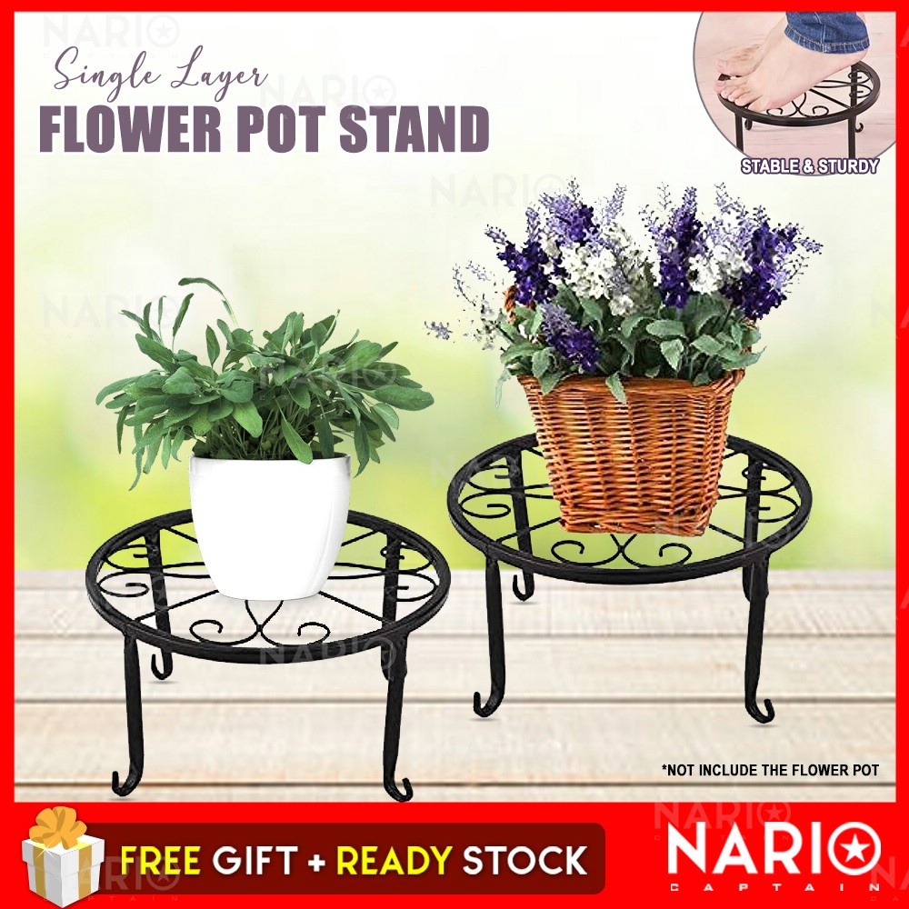 NARIO Flower Pot Stand Floor Single Layer Iron Metal Flower Stand Home ...