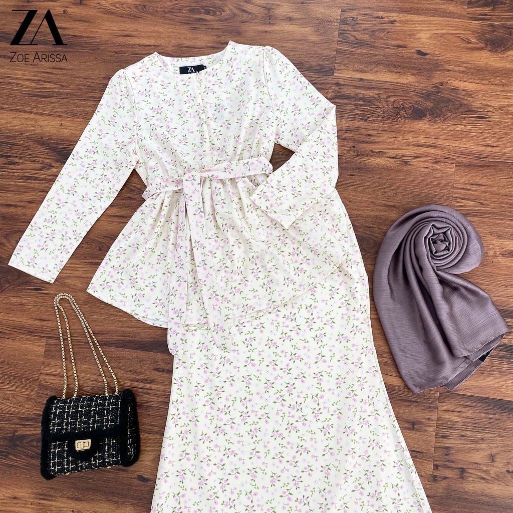 ZOE ARISSA BAJU KURUNG RAYA HAJI 2023 PASTEL PEPLUM Moden Kurung Floral ...