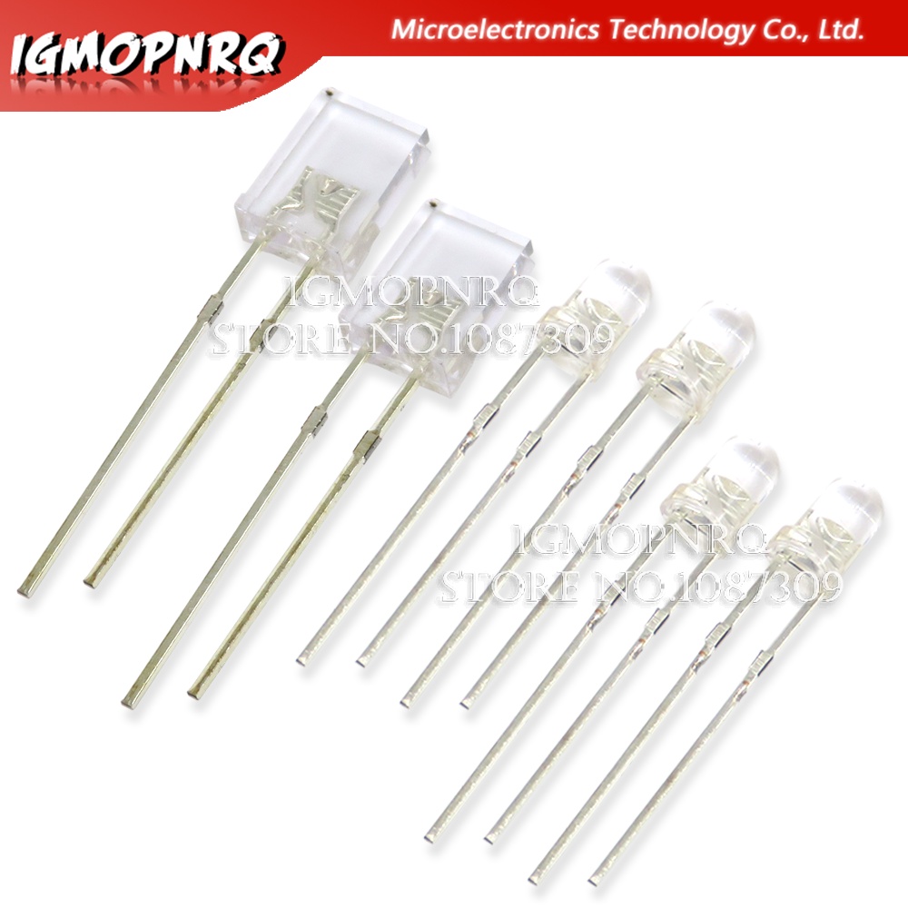 100PCS transparent LED light emitting diode blue red green white yellow ...