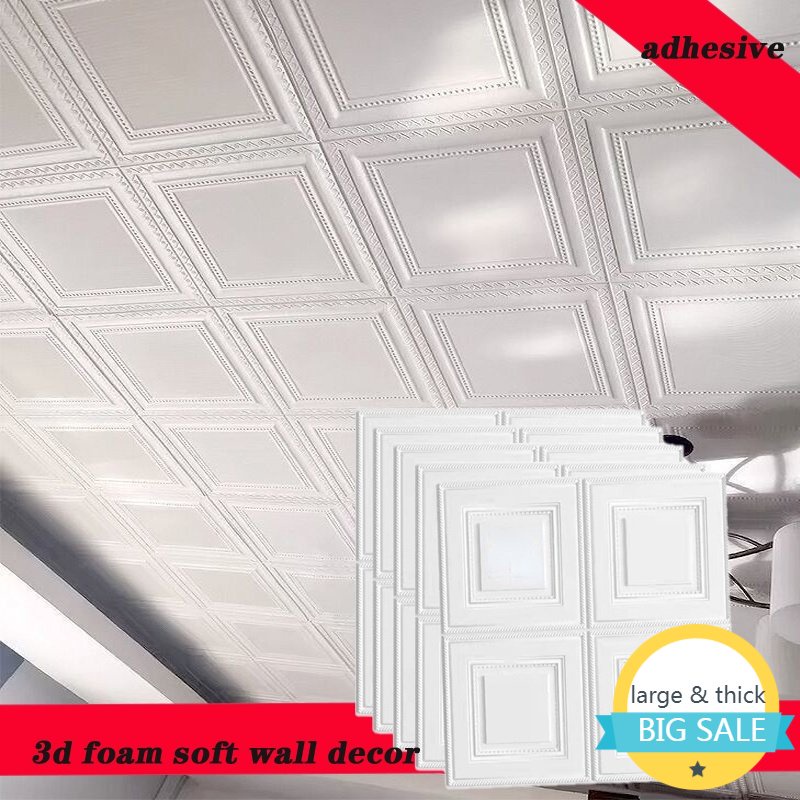 Foam 3D Wall Paper Dinding Adhesive Wall Stickers PE Waterproof Panner ...