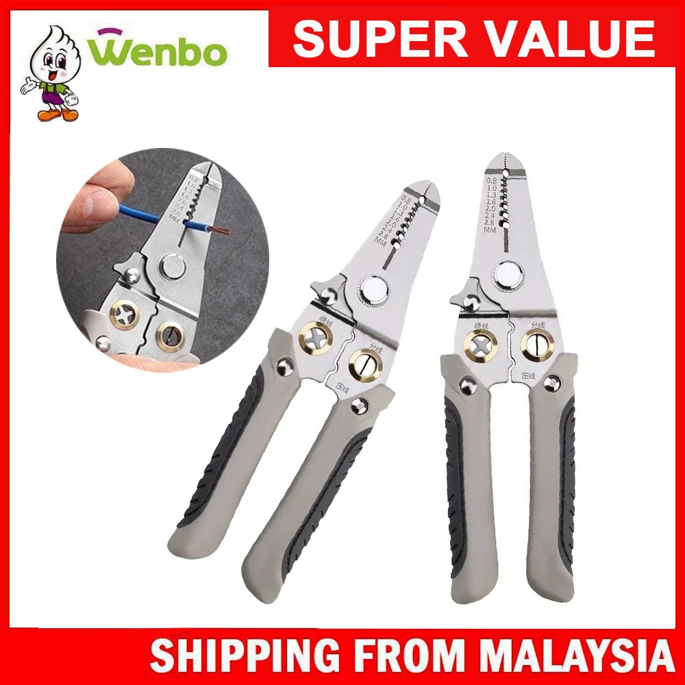Wenbo Stainless Steel Multifunction Wire Stripper Pliers Peeling Hole ...