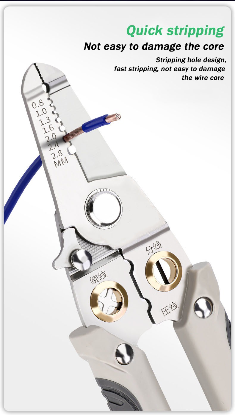 Wenbo Stainless Steel Multifunction Wire Stripper Pliers Peeling Hole ...