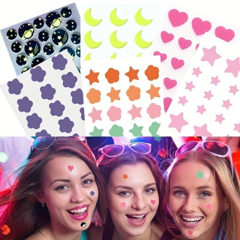 Colorful Love Stars Acne Patch / Breathable Face Spot Stickers / Flower ...
