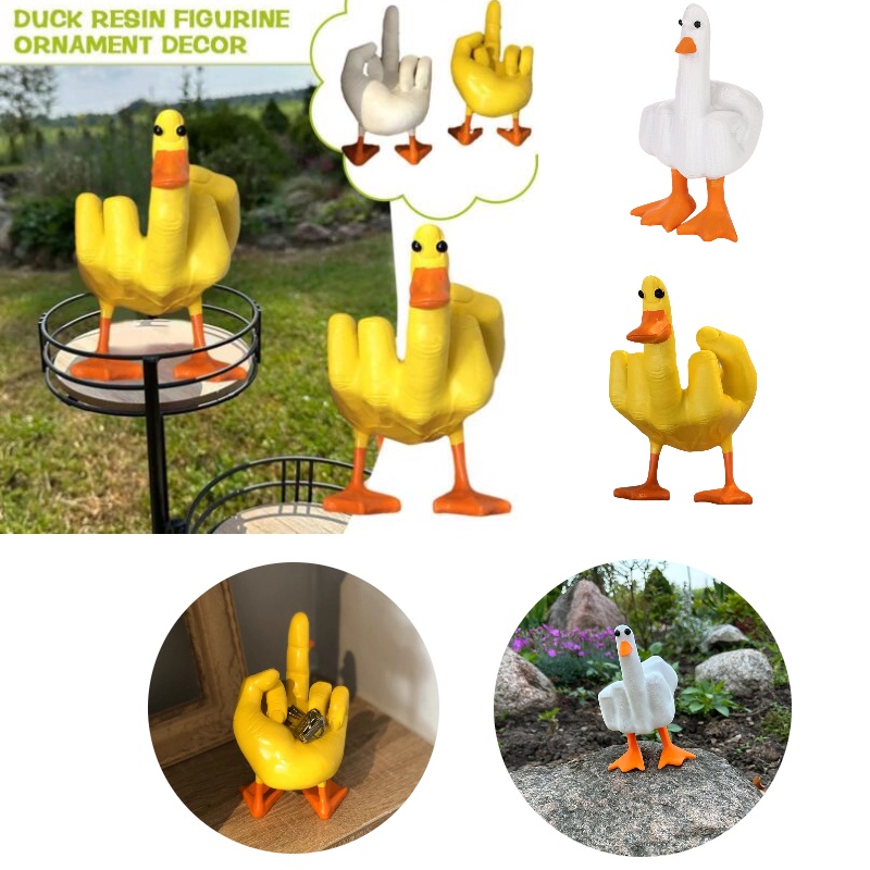 HYC Humey 15cm Funny Middle Finger Duck Resin Figurine Statues Garden ...