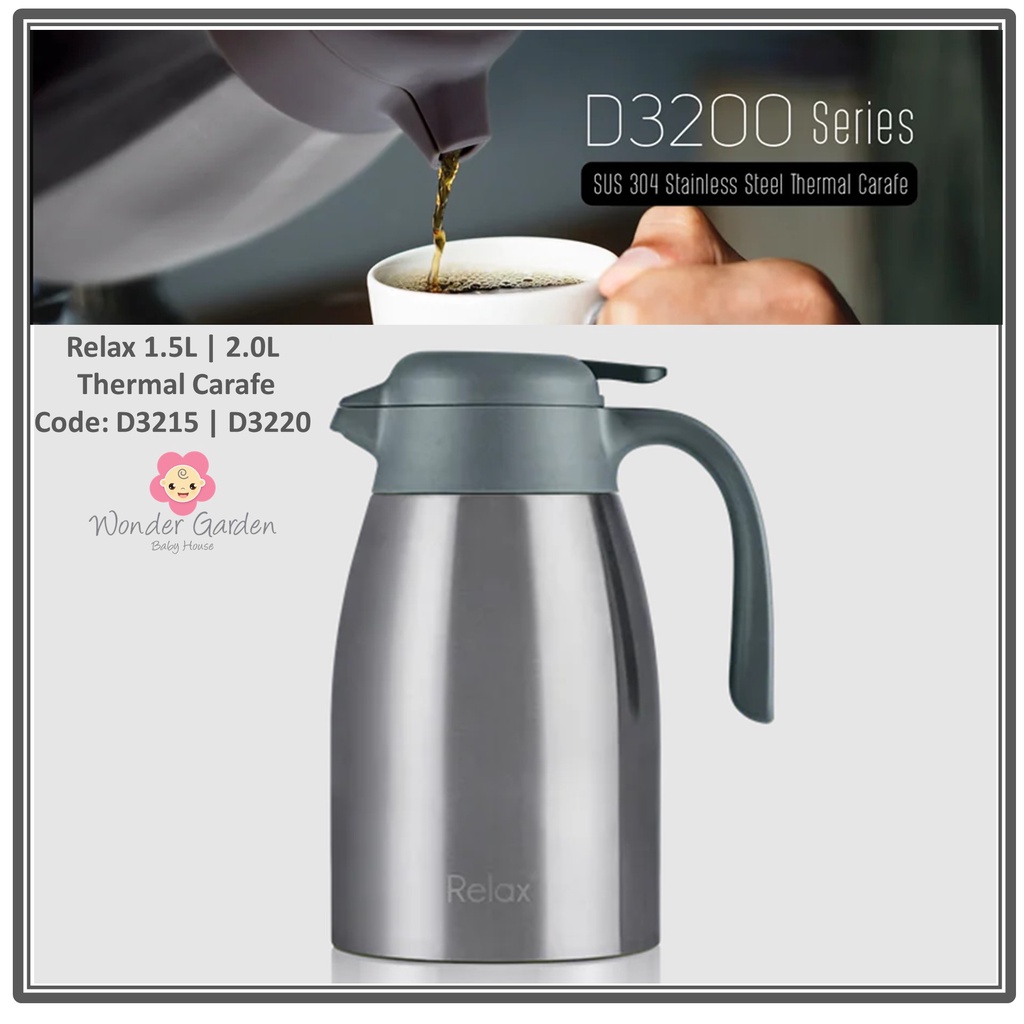 RELAX 2000ML 18.8 STAINLESS STEEL THERMAL CARAFE (D3200 SERIES | D3215 ...
