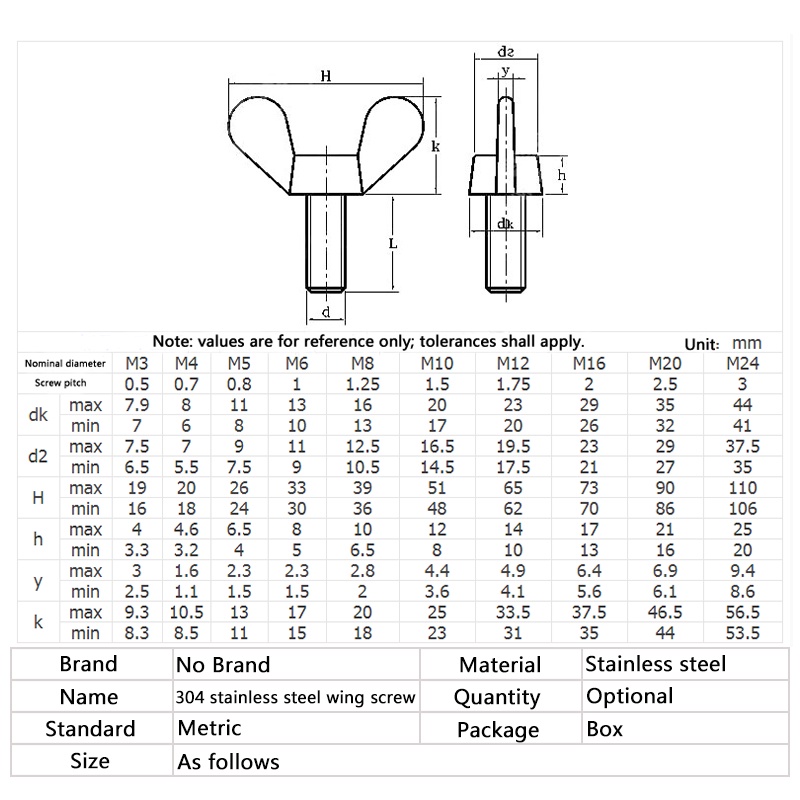 M6 M8 M10 304 Stainless Steel Butterfly Bolt Wing Screw Thumb Wing ...