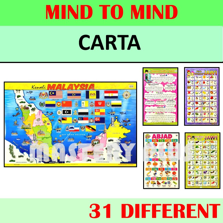 CARTA EDUCATIONAL POSTER TADIKA BELAJAR HURUF JAWI,SUKU KATA,WARNA ...