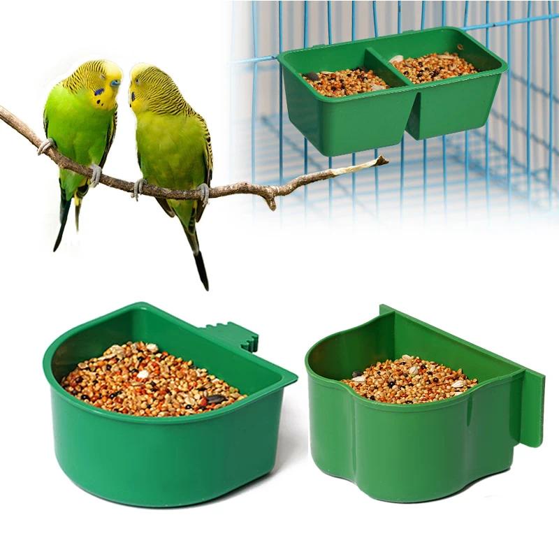 3 types Parrot Food Water Bowl Dual Feeding Cup Plastic Bird Pigeons ...