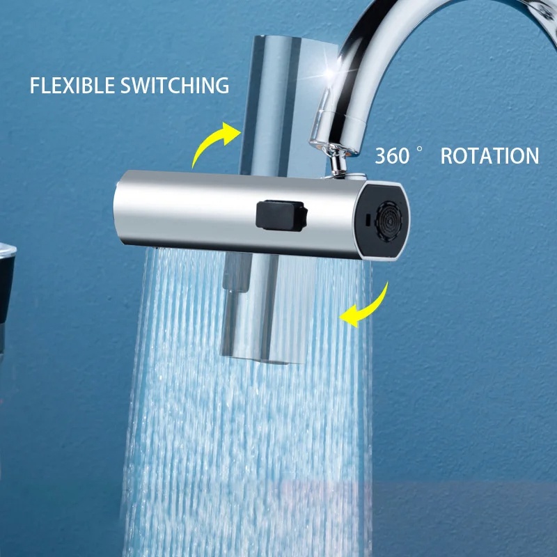 720° Rotation Waterfall Kitchen Faucet 4 mode Kitchen Sink Spray Nozzle ...
