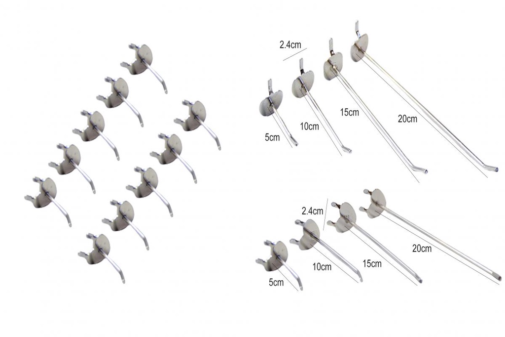 TF* 10Pcs Pegboard Hooks Straight Upturned Design Iron Shelf Display ...