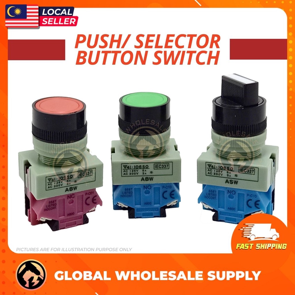 22mm Push / Selector Switch Button Switch ON-OFF / ON-OFF-ON Selector ...