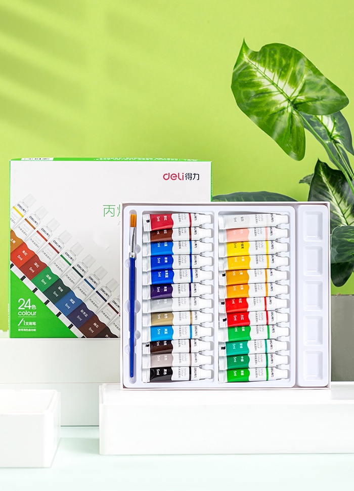 Deli Acrylic Paint 24 colors 5ml each Artist Acrylic Colour for Canvas ...