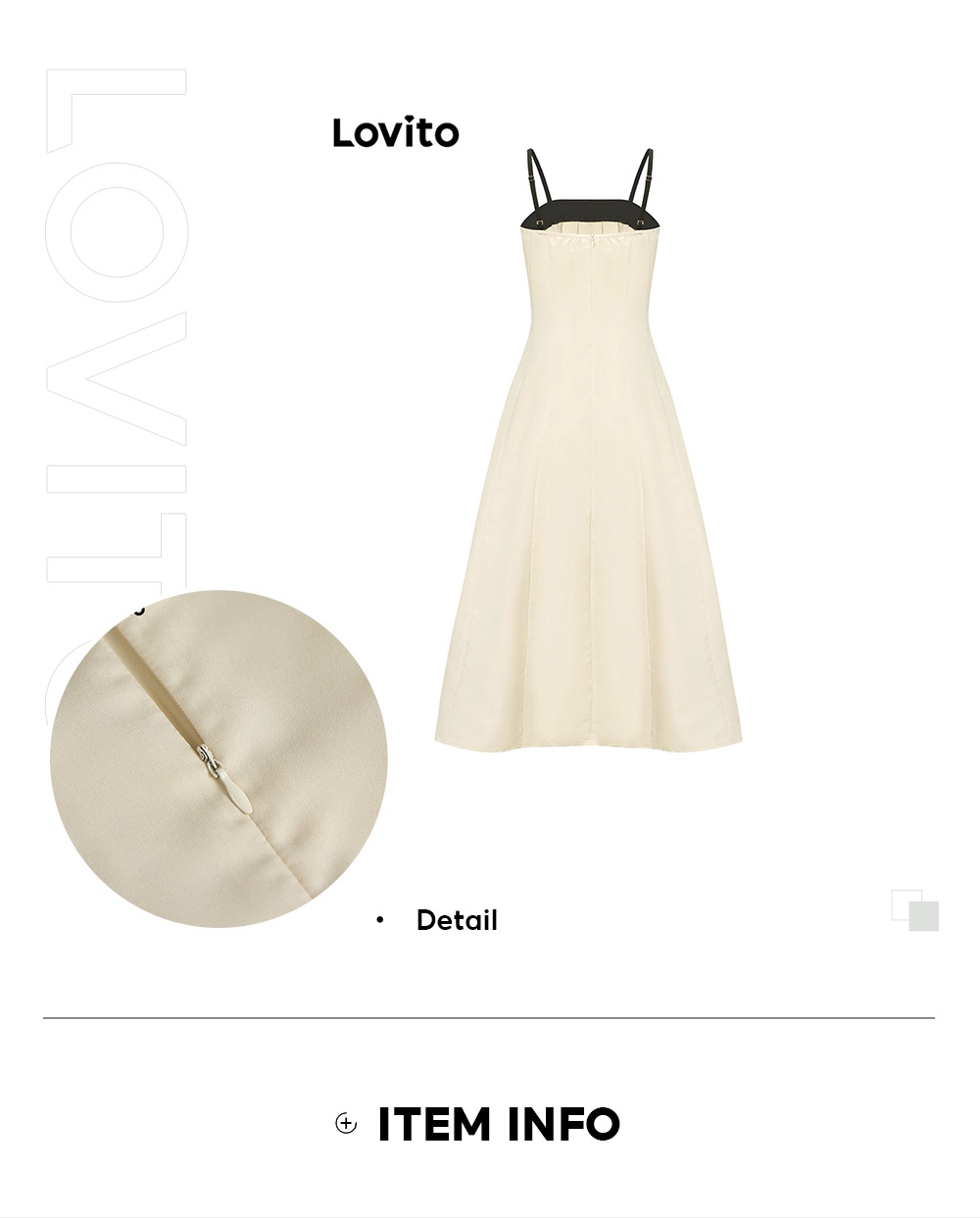 Lovito Elegant Plain Colorblock Fabric Stitching Dress for Women ...