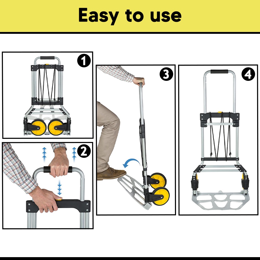 [120KG] Worthbuy Heavy Duty Folding Trolley 2 Wheel Hand Truck ...