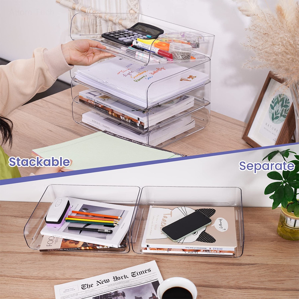 Innohut Stackable Transparent Document Rack File Document Letter Paper ...