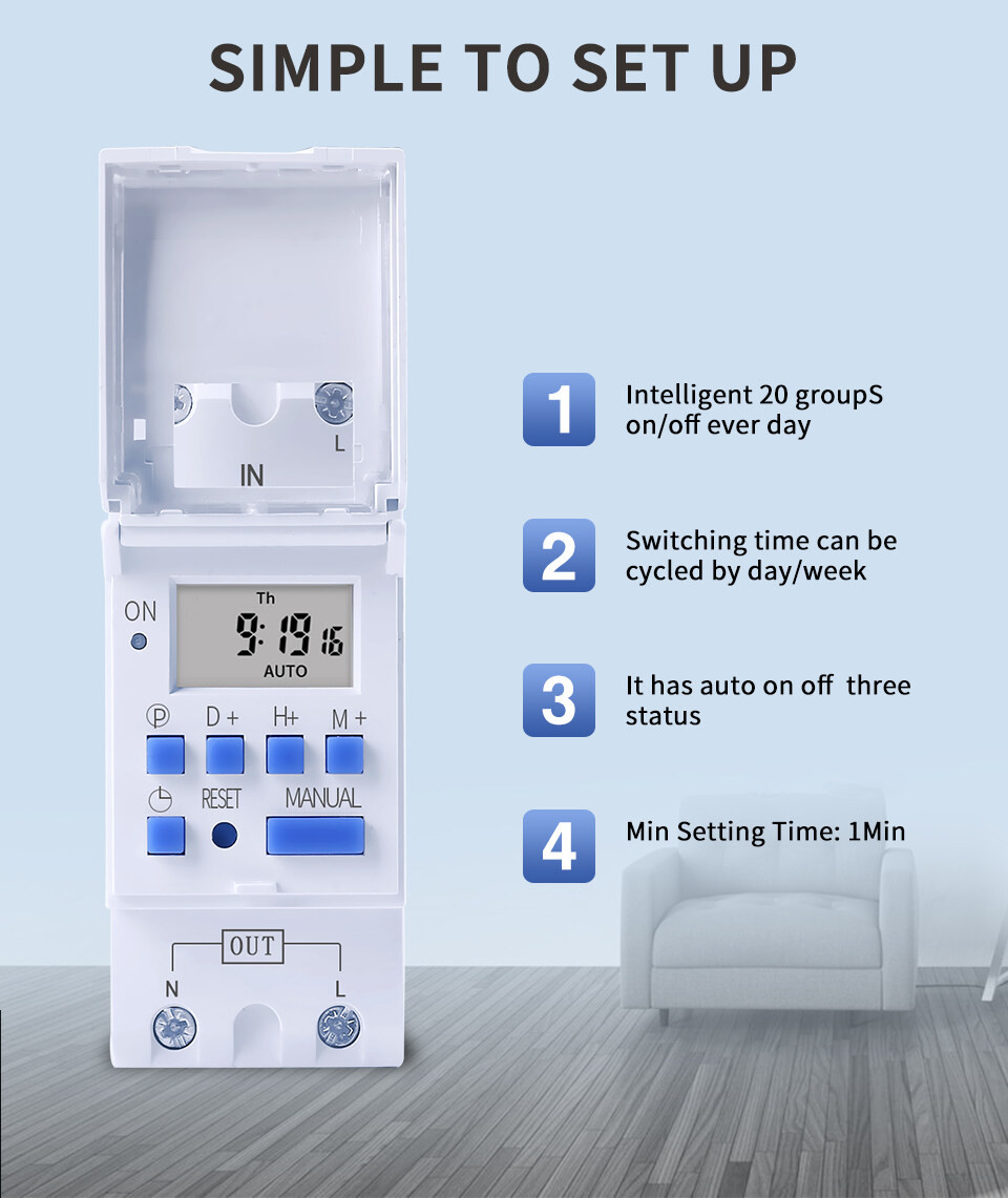 Weekly 7 Days Programmable Digital Timer Switch THC-30A Relay Timer Control AC 220V 16A 30A Din ...