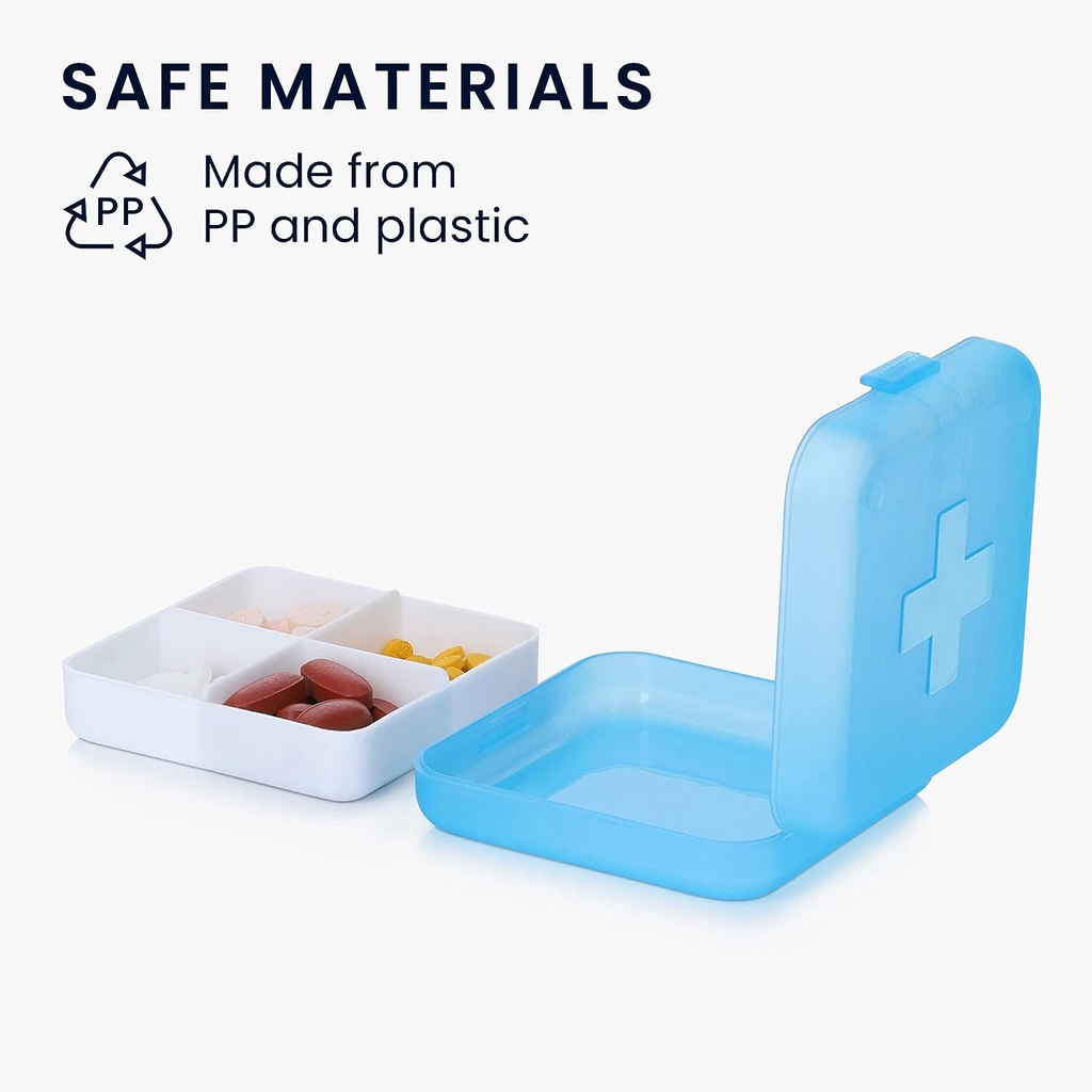 4 Grids Medicine Pill Box Case Portable Travel Compartment Mini Plastic ...