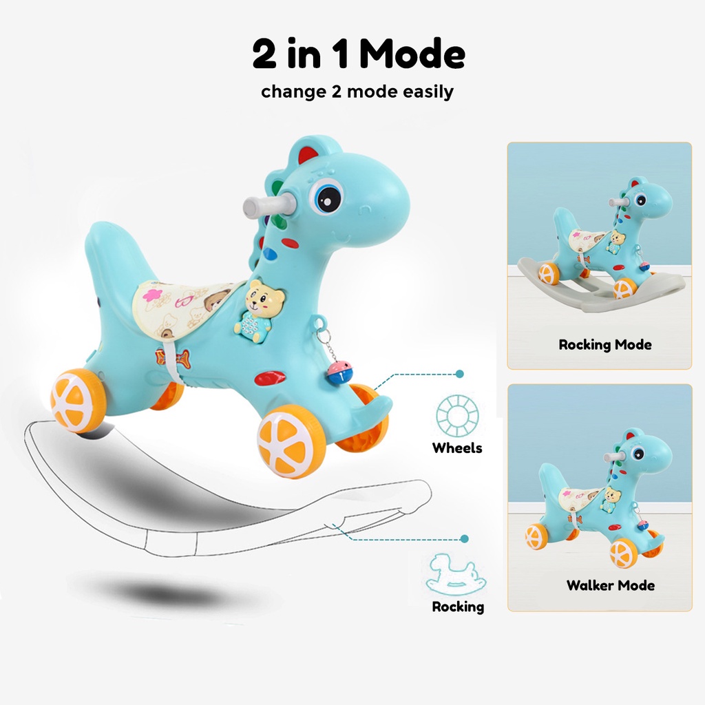 Realeos Rocking Horse Kuda Goyang 2 In 1 Push Car Mainan Budak Kids ...