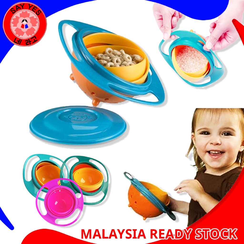 SayYes Creative 360° Balance Children Round Spinning Bowl Dinnerware Baby Table Eating Learning ...