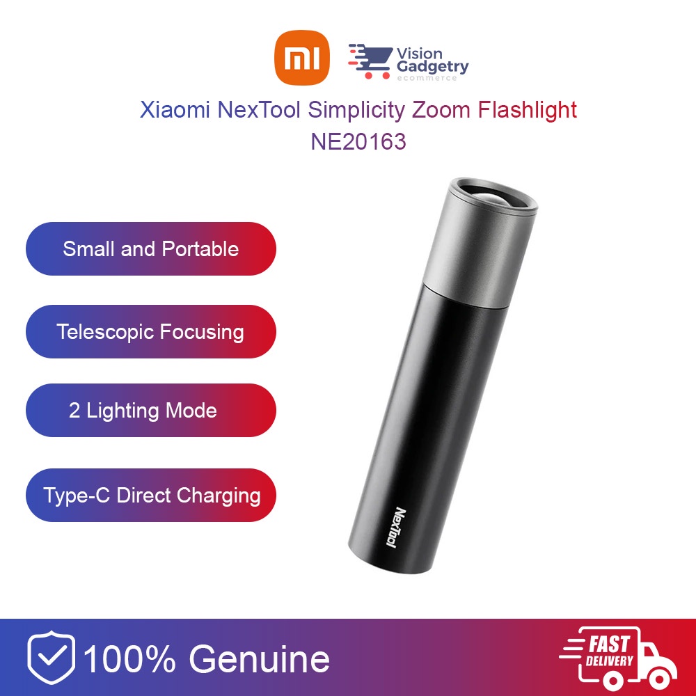 Nextool Simplicity Zoom Flashlight Type C (150lm/120M) NE20163 NE20162 ...