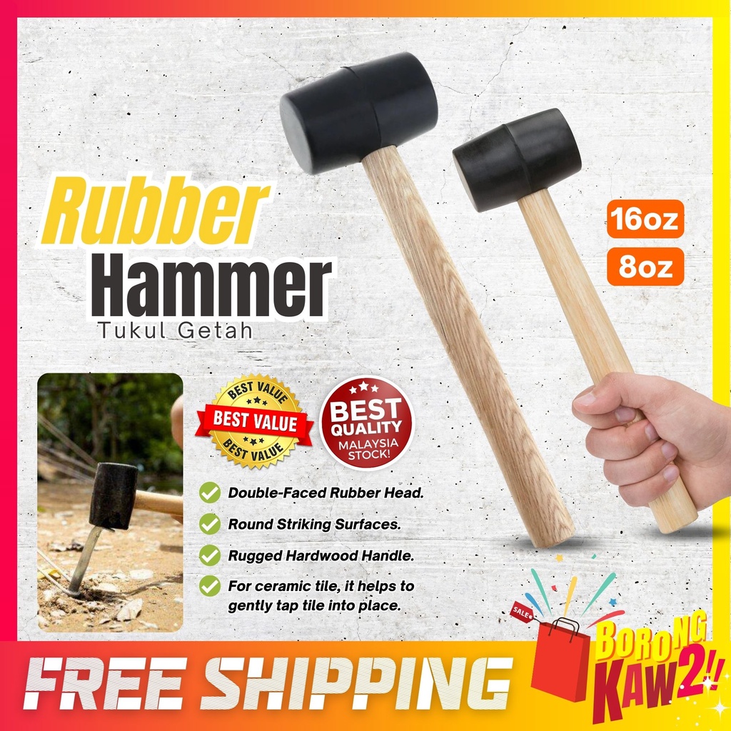 8oz 16oz Double Faced Mallet Solid Rubber Hammer Hammer for Tile Mosaic ...