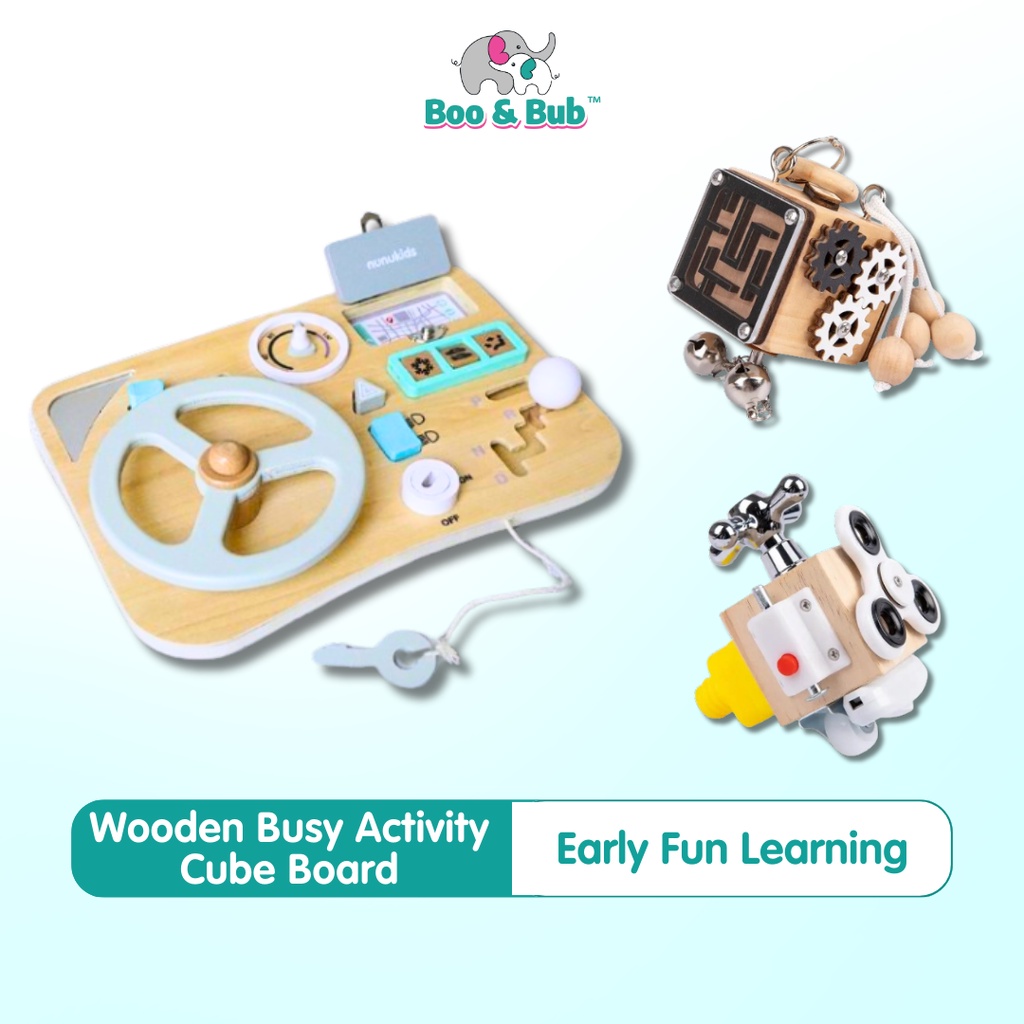 🐘Boo&Bub🐘 Wooden Busy Activity Cube Board | Montessori Early ...