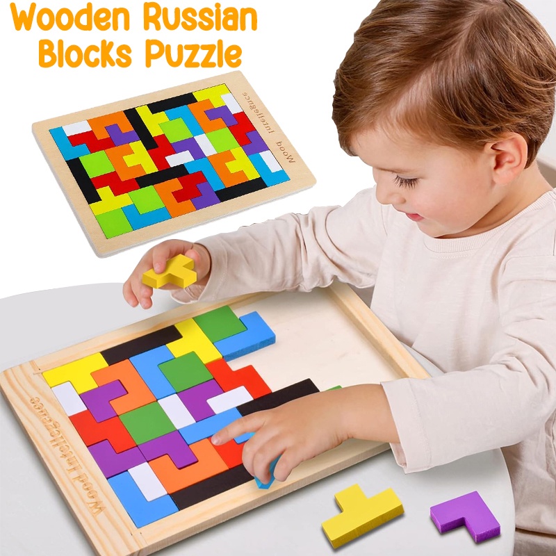Russian Block Tetris Wooden Blocks Puzzle Educational Toys For Kids ...
