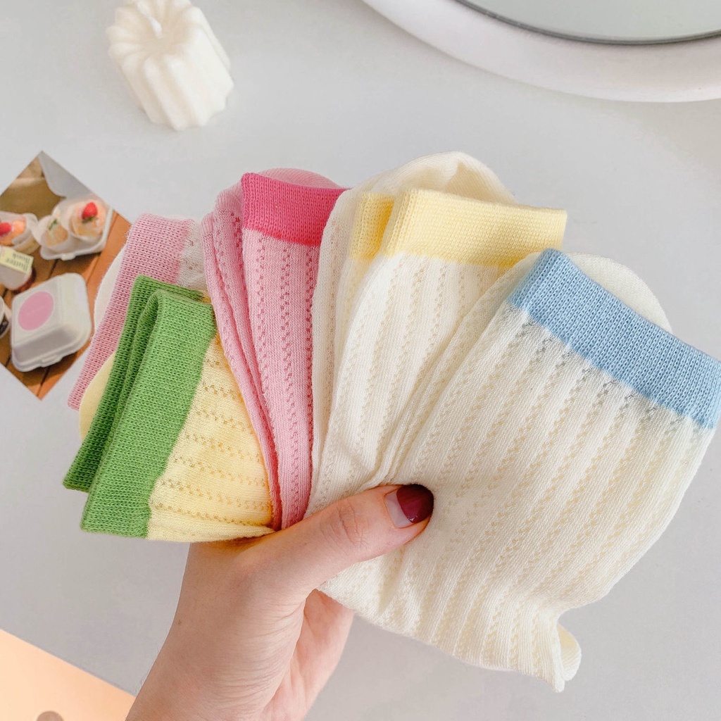 Spring Summer Breathable All-Match Candy Color Socks Women's Mid-Tube ...
