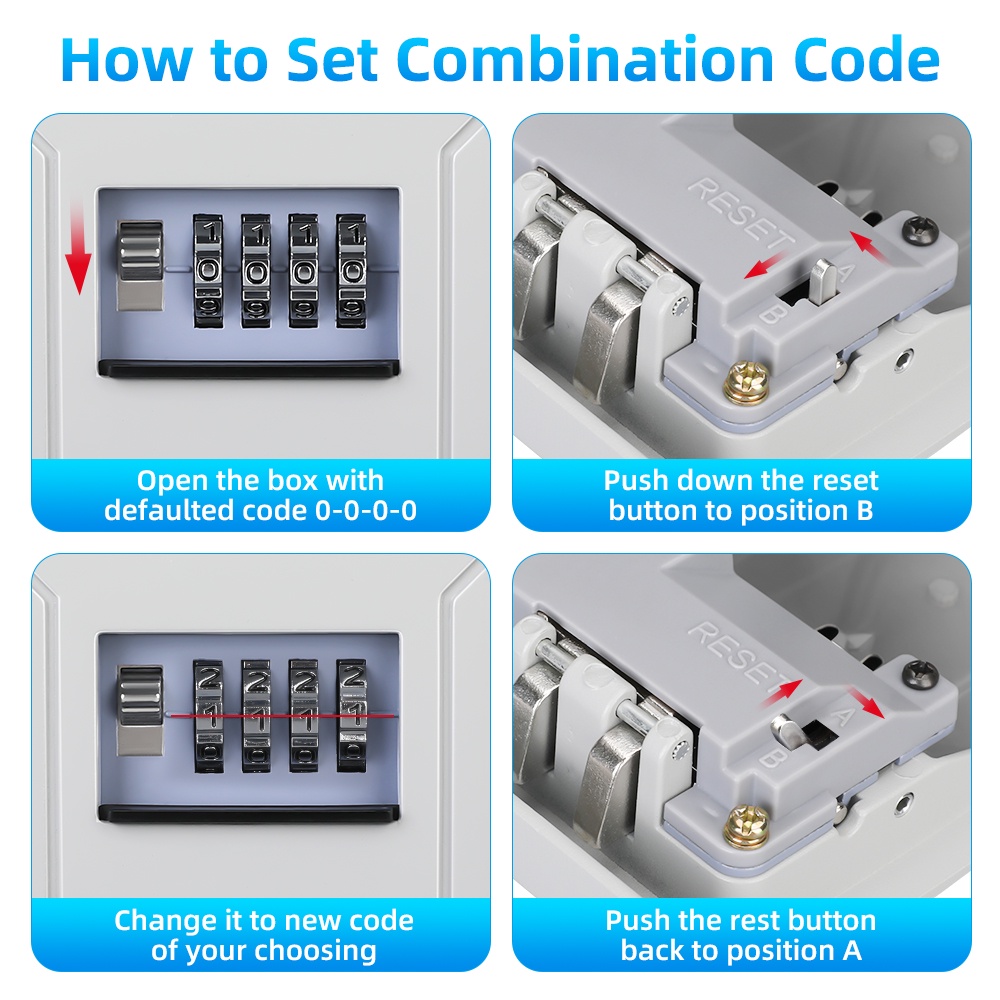 Padlock Key Box Storage Password Metal Quality Anti-Theft Lock Outdoor ...