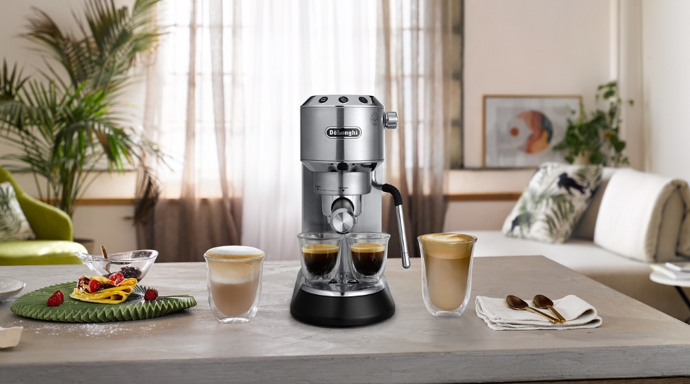Delonghi EC885 Dedica Arte Manual Espresso Machine (Arte Grey/Metal ...