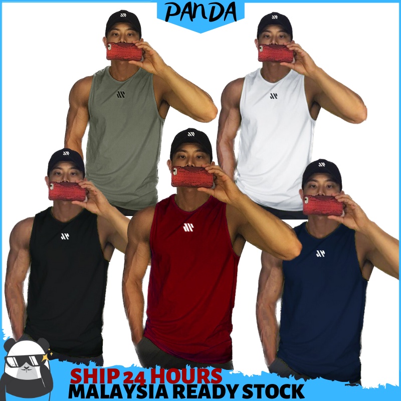 TS25 PANDASHOP Quick Dry Men Singlet Top Sleeveless Singlet Baju Lelaki ...